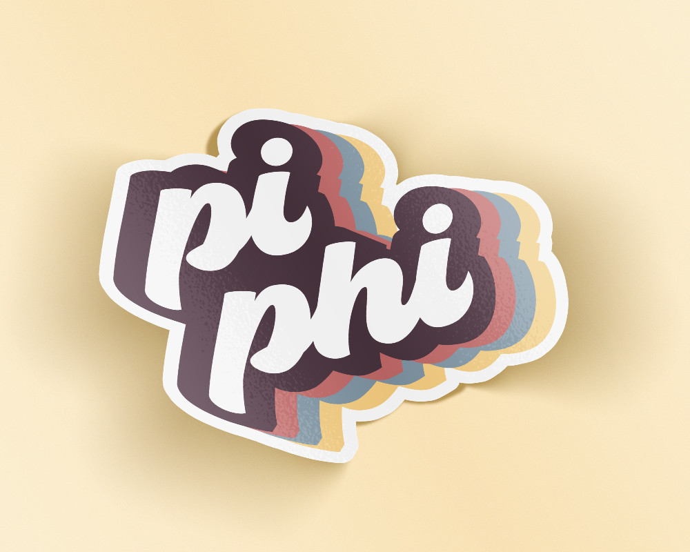 Pi Beta Phi Retro Script Sticker